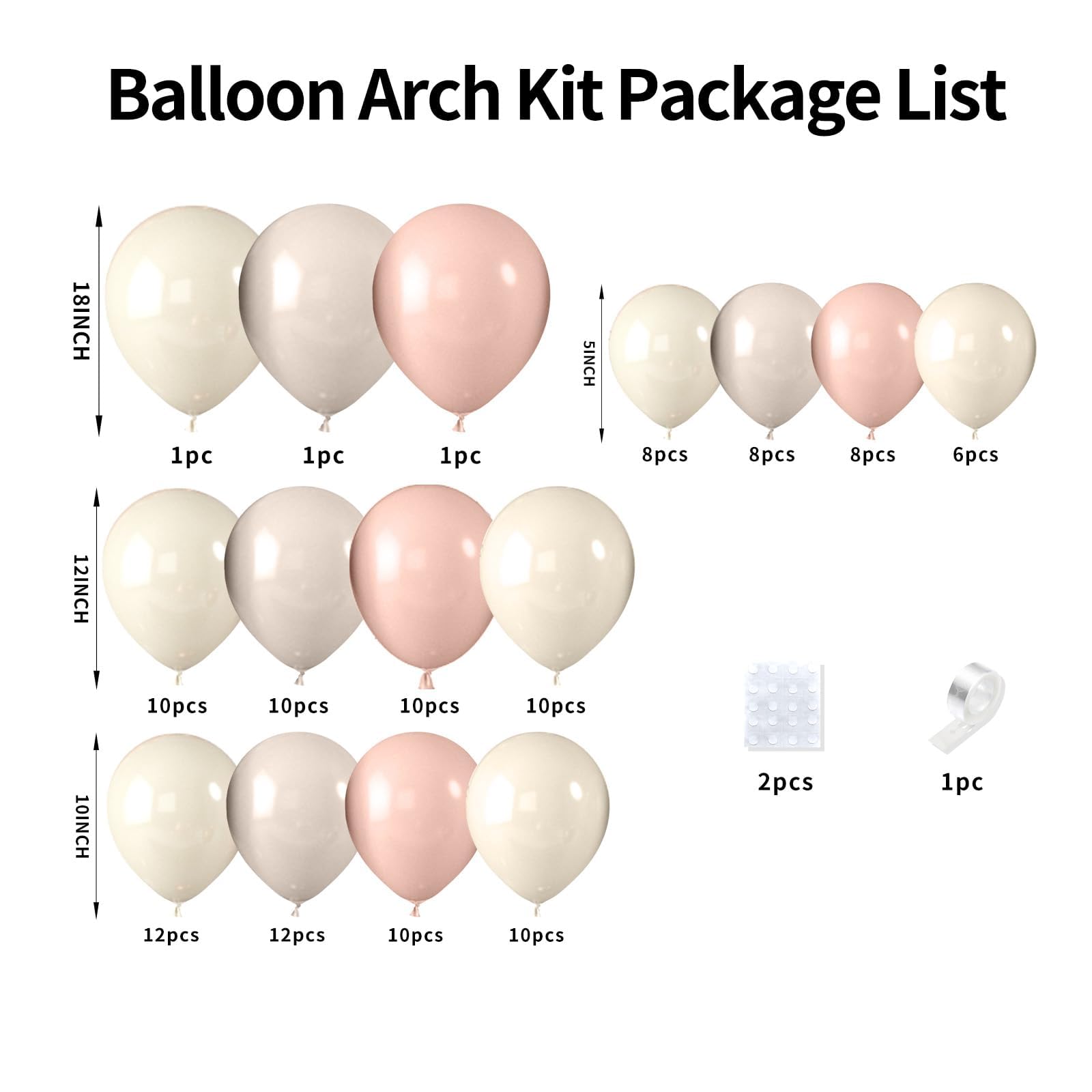 Neutral Balloon Arch Kit, White and Beige Balloon Arch Kit With 18/12/10/5 inch Sand White Ivory White Macaron Orange Latex Balloon for Birthday Baby Shower Wedding Boho Bridal Party Decorations