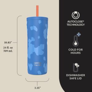 Contigo x Ally Love Steel Insulated Tumbler w/Straw, Autoclose Technology, Easy Clean Lid & Straw, Leak-proof Drinking, Keeps Drinks Cold for 20 hours, BPA Free, 24oz., Streeterville 2.0, Stellar Jay