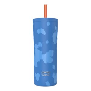 contigo x ally love steel insulated tumbler w/straw, autoclose technology, easy clean lid & straw, leak-proof drinking, keeps drinks cold for 20 hours, bpa free, 24oz., streeterville 2.0, stellar jay