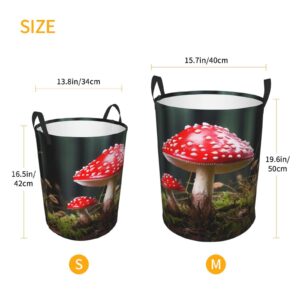 Laundry Basket Collapsible Red And White Mushroom Laundry Hamper Freestanding Clothes Hamper with Handles Washing Bin Foldable Clothes Hamper for Living Room, Bedroom