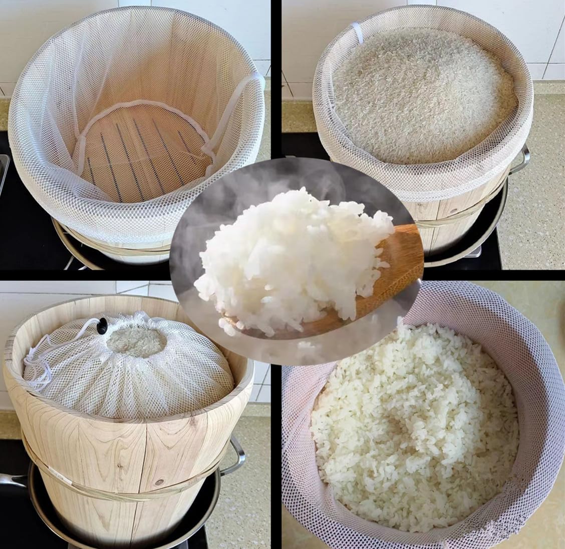 Rice Steamer Bag, Barrel Steamer Bag, Rice Cooker Net, Non-Stick Rice Bag, Rice Net, Reusable Home or Commercial Rice Steamer Bag