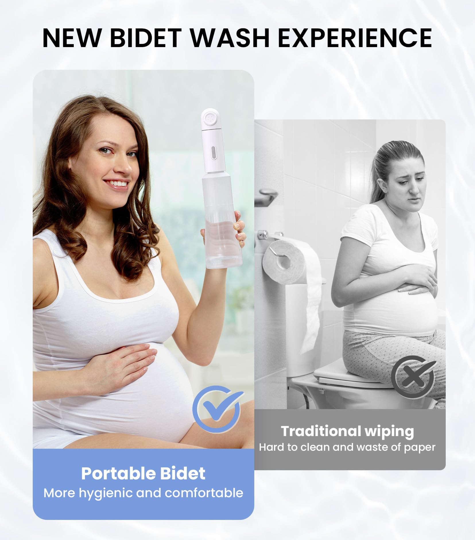 Portable Bidet for Travel, Rechargeable Electric Handheld Bidet Sprayer for Personal Hygiene and Postpartum Cleaning, 2 Modes | 350 ml