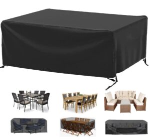 waterproof outdoor furniture covers,large rectangular patio table covers for outdoor furniture waterproof couch cover sectional sofa set cover table and chair set cover 140"l x 138"w x 35"h black