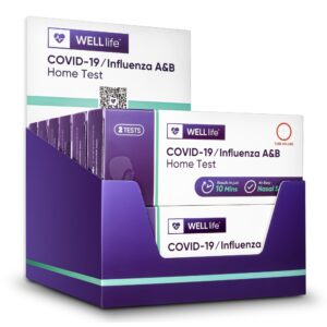 welllife covid-19/influenza a&b home test, self test for flu a/b and covid-19, results in 10 minutes with non-invasive nasal swab, fda eua authorized - [12 packs; 2 tests per pack,24 tests total]