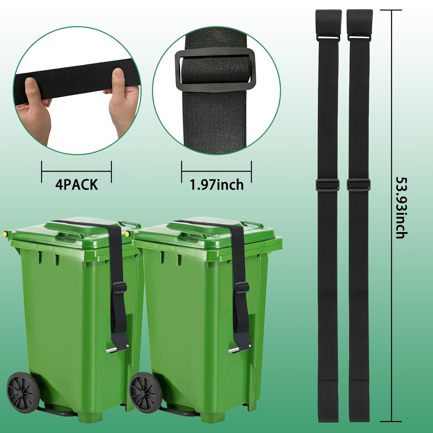 YEESOOM Trash Can Locks for Animals: 2 Pack Adjustable Garbage Can Locks for Animals, Security Straps Trash Can Lid Lock to Keep Squirrels, Raccoons, Critters Out of The Trash