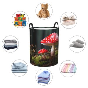 Laundry Basket Collapsible Red And White Mushroom Laundry Hamper Freestanding Clothes Hamper with Handles Washing Bin Foldable Clothes Hamper for Living Room, Bedroom