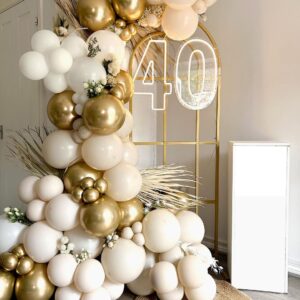 Sand White and Gold Balloons, 50PCS White and Metallic Champagne Gold Balloons 12 Inch Pearl White and Gold Latex Balloons for Birthday,Graduation,Baby Shower,Wedding Party Decorations