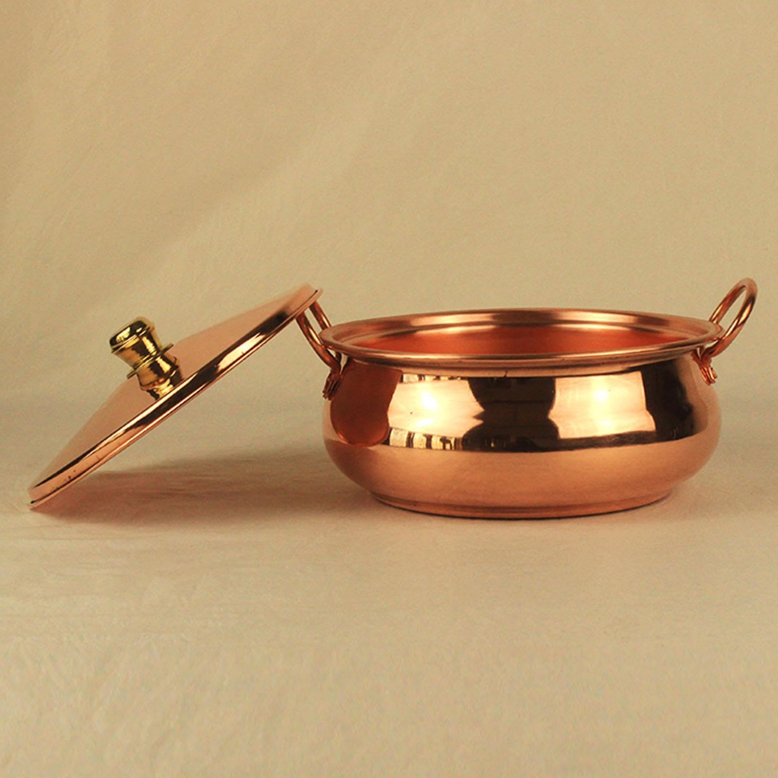 Fenteer Copper Pot for Stovetop, Induction Beautiful Shape Cooking Pot with Lid Saucepan Copper Cookware Hot Pot for Restaurant Home, 20cm