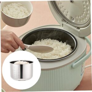 CurcKua Stainless Steel Rice Cooker Inner Pot Rice Cooker Stainless Steel Inner Pot 4L Stove Safe Polished Edged Rice Cooker Inner Pot with Scale ＆ 3-Ply Bottom for Rice Pot Rice Cooker