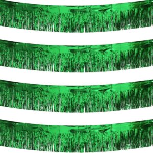 4 pack 40 feet metallic foil fringe garland tinsel streamers for parade floats christmas party birthday parties mardi gras valentine’s day weddings graduation new year's eve holiday decorations green