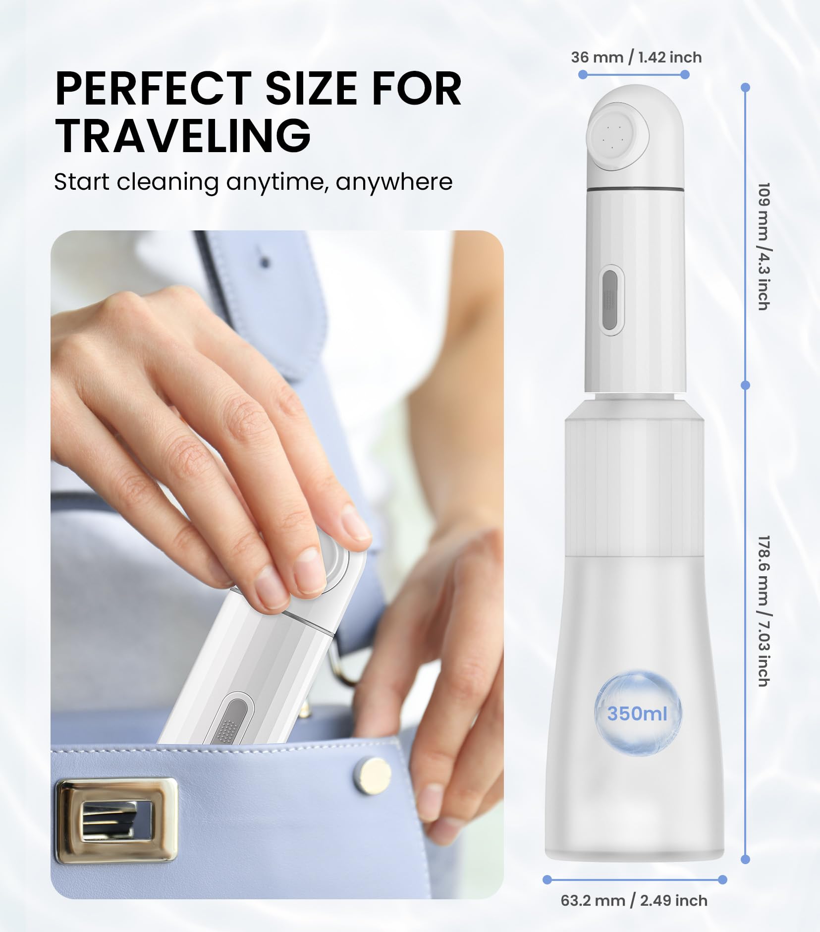 Portable Bidet for Travel, Rechargeable Electric Handheld Bidet Sprayer for Personal Hygiene and Postpartum Cleaning, 2 Modes | 350 ml