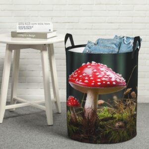 Laundry Basket Collapsible Red And White Mushroom Laundry Hamper Freestanding Clothes Hamper with Handles Washing Bin Foldable Clothes Hamper for Living Room, Bedroom