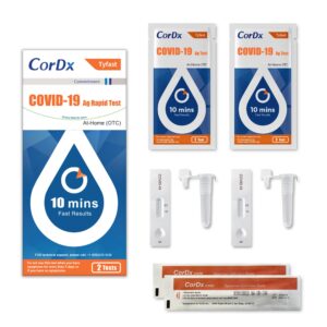 CorDx TyFast at-Home COVID-19 Antigen Rapid Test Kit, Easy, Accurate, Fast Results in 10 Minutes. (2-Pack)