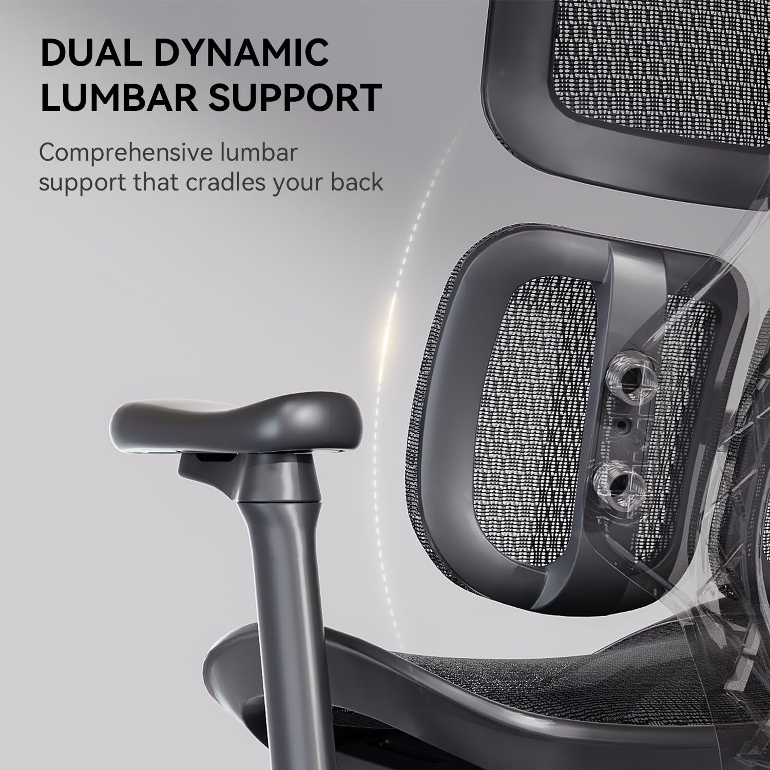 SIHOO Doro S100 Ergonomic Office Chair - with Dual Dynamic Lumbar Support, 5-Level Adjustable Backrest, 4D Coordinated Armrests, 135-degree Max. Recline Angle, Suitable for Home Office (Black)