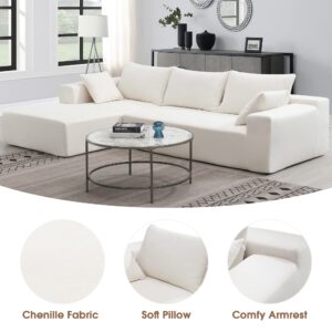 Modular L Shape Sectional Sofa Set, 4 Seat Modern Minimalist Style Couch, Convertible Upholstered Sleeper Sofa for Living Room Salon, 2 PCS Free Combination, No Assembly Required, Cream 109×68"