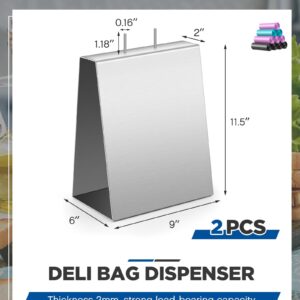 Blulu 2 Pcs Stainless Steel Deli Bag Dispenser Heavy Duty Sandwich Bag Holder Grocery Bag Stand for Retail Store Home Restaurant Kitchen , 11.5''H x 9''L x 6''D