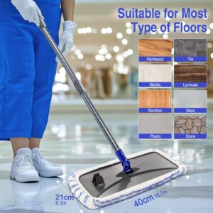 MASTERTOP Microfiber Mops for Floor Cleaning, Extra Large Industrial Mop,Floor Commercial Mop for Wet & Dry Use, Flat Mop for Hardwood, Vinyl, Laminate, Tile Floors, 5 Reusable & Washable Mop Refills