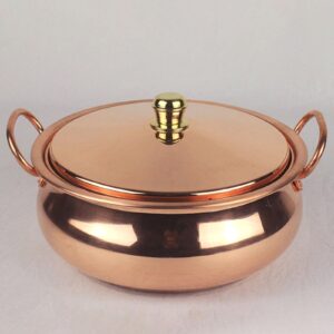 Fenteer Copper Pot for Stovetop, Induction Beautiful Shape Cooking Pot with Lid Saucepan Copper Cookware Hot Pot for Restaurant Home, 20cm