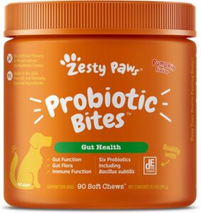 probiotics for dogs - digestive enzymes for gut flora, digestive health, diarrhea & bowel support - clinically studied de111 - dog supplement soft chew for pet immune system - pumpkin