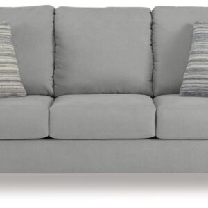 Signature Design by Ashley Adlai Casual 2-in-1 Queen Sofa Sleeper with Folding Memory Foam Mattress and 2 Toss Pillows, Light Gray