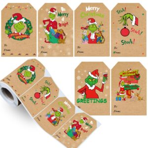 self adhesive christmas gift stickers, 180pcs self adhesive gift tags stickers christmas labels stickers for party favor box envelope wrapping gift christmas decor, decorative kraft stickers (a)