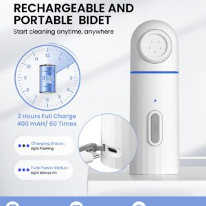 Portable Bidet for Travel, Rechargeable Electric Handheld Bidet Sprayer for Personal Hygiene and Postpartum Cleaning, 2 Modes | 350 ml