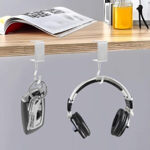 cobee 4 Pack Clamp-On Under Desk Hooks, Desk Mount Hanging Bag Holder Metal Hook Adjustable Headphones Clamp Organizer Portable Purse Hanger Clip Reduce Desk Clutter for Table Desk Under Counter