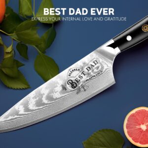 ASETY Men Gifts, Damacus Chef Knife, Gifts for Dad, Birthday Gift from Daughter Son Kids, Full Tang G10 Handle, Christmas, Thanksgiving Best Dad Ever Father Gifts