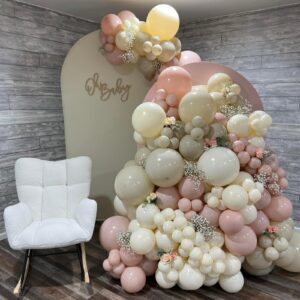 Neutral Balloon Arch Kit, White and Beige Balloon Arch Kit With 18/12/10/5 inch Sand White Ivory White Macaron Orange Latex Balloon for Birthday Baby Shower Wedding Boho Bridal Party Decorations