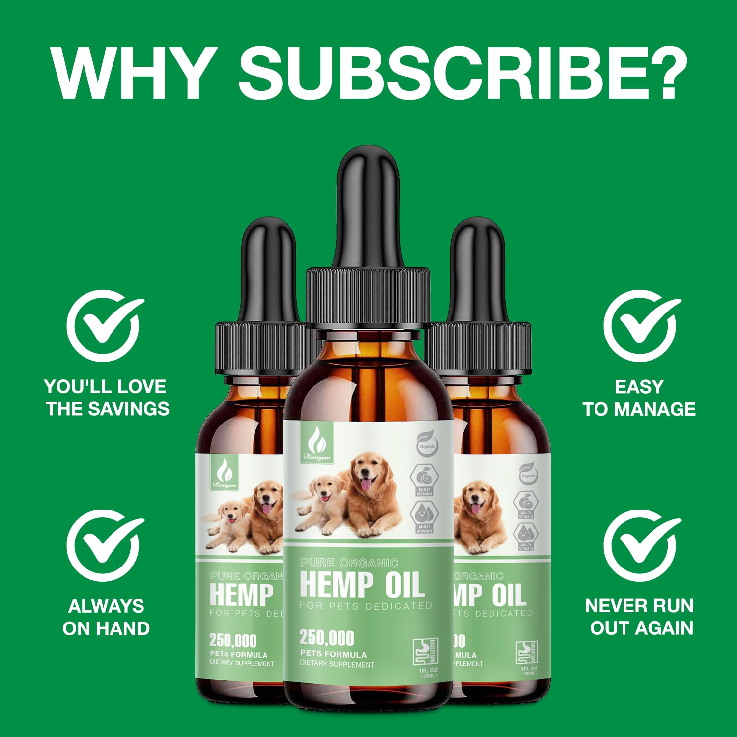 (3 Pack) Pet Hemp Oil for Dogs and Cats,Organic Hemp Extract Drops, Sleep Aid Anxiety,Stress, Hip & Joint Pain Relief, Dog Calming Treats Rich in Omega 3-6-9, Natural Pet Hemp Oil