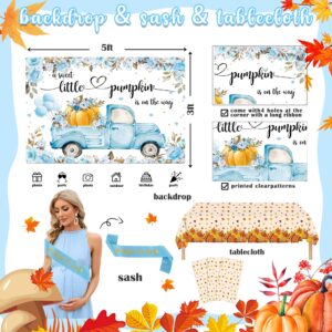 A Little Pumpkin is On the Way Baby Shower Decorations, Thanksgiving Pumpkin Baby Boy Baby Shower Decorations Kit, Fall Pumpkin Baby Shower Boy Supplies, Autumn Baby Shower Decorations for Boy