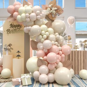 neutral balloon arch kit, white and beige balloon arch kit with 18/12/10/5 inch sand white ivory white macaron orange latex balloon for birthday baby shower wedding boho bridal party decorations