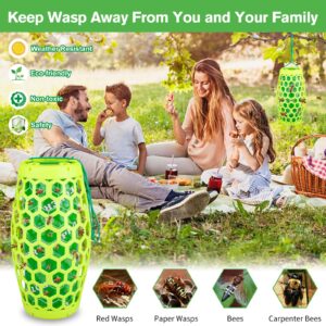 Wasp Trap Bee Catcher, Outdoor Hanging Carpenter Bee Traps with 4 Sticky Boards - Green, 2 Pack