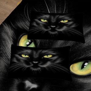 Peopleareok Black Cat Bedding King, Cute Cat Comforter for Girls Boys Kids, Soft and Lightweight Cat Comforter Set with 2 Pillowcases for All Season