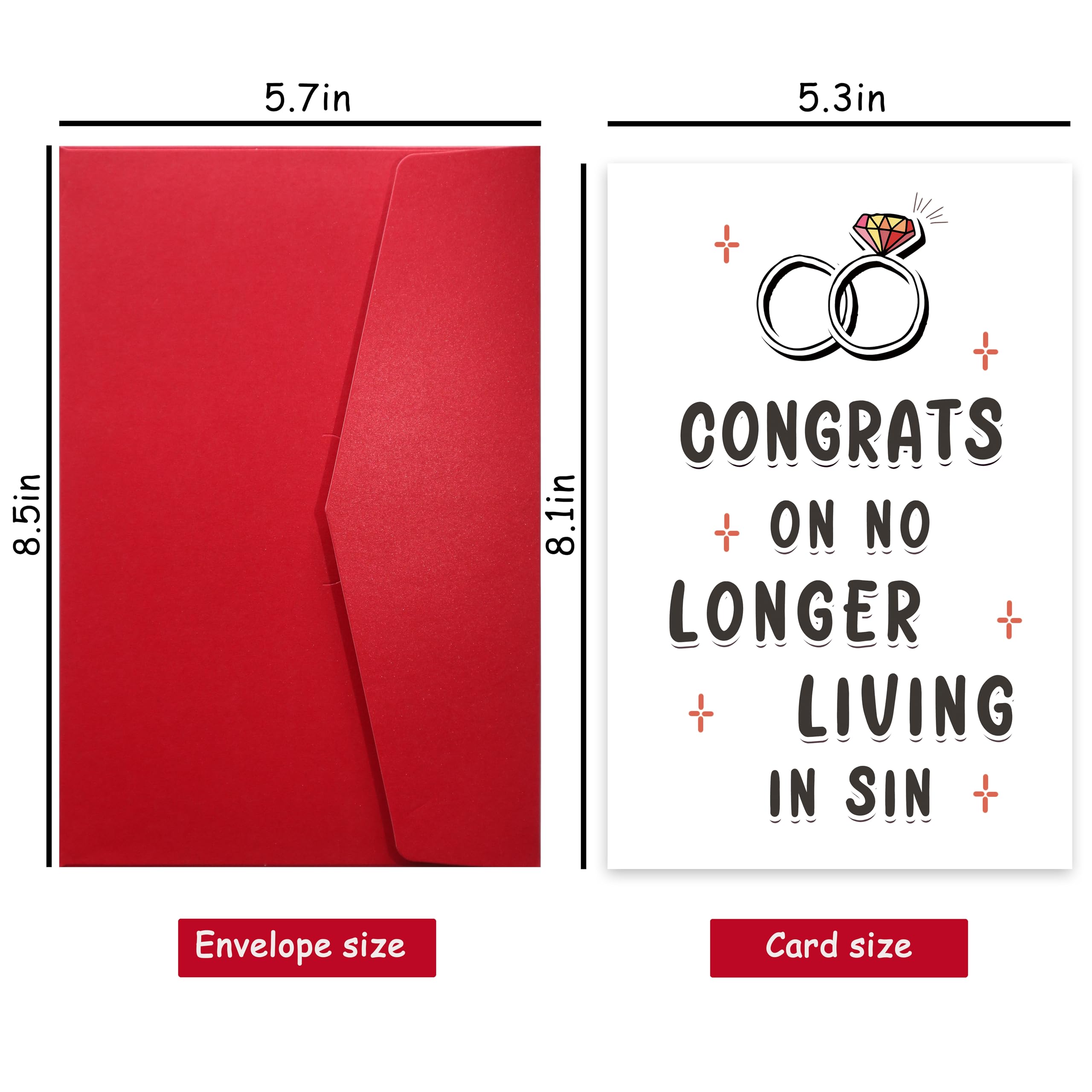 Funny Wedding Card for Bride Groom, Adult Humor Dirty Wedding Congratulations Card, Rude Engagement Card for Friend, CONGRATS ON NO LONGER LIVING IN SIN