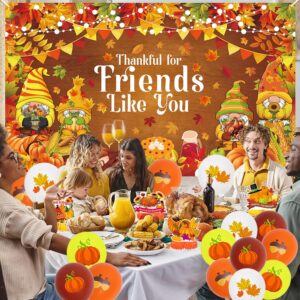 Friendsgiving Decorations Kit, Friendsgiving Party Decorations Thanksful for Friends Banner Backdrop, Happy Friendsgiving Honeycomb Centerpiece Hanging Swirls for Thanksgiving Decorations Indoor