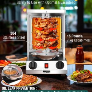 WantJoin Shawarma Grill Machine, Gas Vertical Rotisserie with 2 Burners for Home, Countertop Rotating Doner Kebab Oven Broiler Gyro Maker with Shovel, 11.6 * 11.8 * 19 inches, 110V