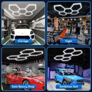 Sararoom 25 Pack Hexagon LED Garage Lights, 168W 17976LM Super Bight Car Detailing Ceiling LED Shop Light, 6500K Daylight LED Wall Lights for Garages, Shops, Basements, Repair Shops, Car Washes