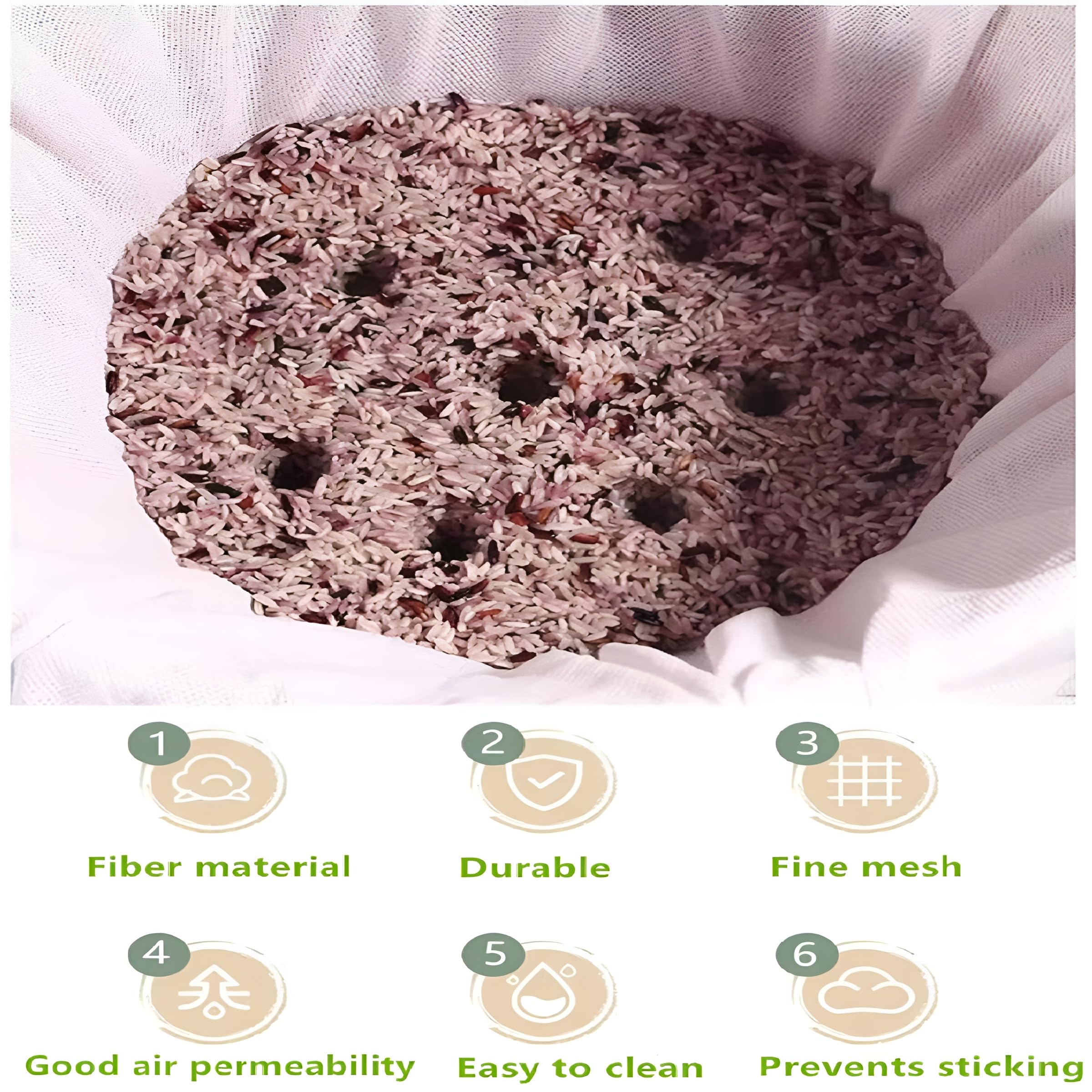 Rice Steamer Bag, Barrel Steamer Bag, Rice Cooker Net, Non-Stick Rice Bag, Rice Net, Reusable Home or Commercial Rice Steamer Bag