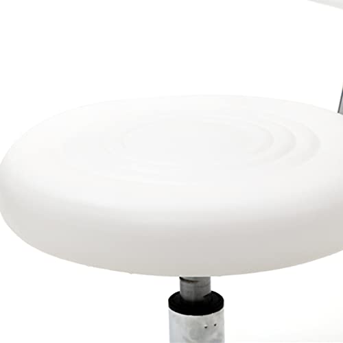 Round Shape Adjustable Salon Stool with Back and Line White