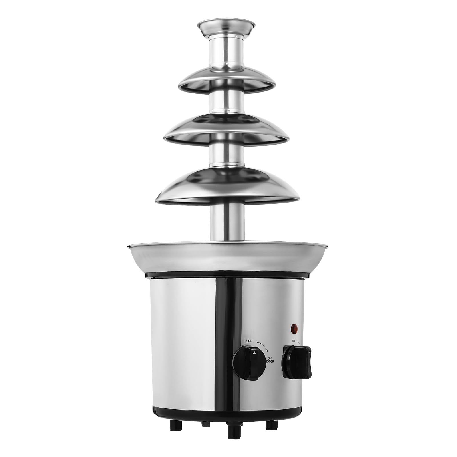 4 Tier Chocolate Fountain Machine, 170W Commercial Hot Chocolate Fondue Tower, Large Capacity Stainless Steel Chocolate Melting Heating Machine for Nacho Cheese Liqueurs Party Wedding