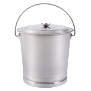 konkenie 14l stainless steel bucket with lid & handle coffee tea water milk pail can rice grain canister food storage bucket compost bin bucket waste trash can for kitchen office hotel silver (14l)