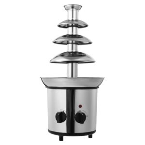 4 tier chocolate fountain machine, 170w commercial hot chocolate fondue tower, large capacity stainless steel chocolate melting heating machine for nacho cheese liqueurs party wedding