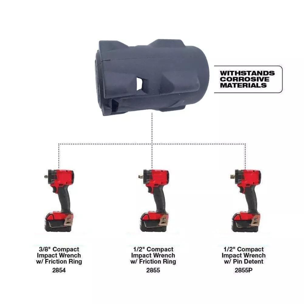 M18 49-16-2854 Compact Impact Wrench Rubber fit for Milwaukee M18 3/8" Compact Impact Wrench（2854-20） and 1/2" Compact Impact Wrench（2855-20）（2855P-20）- (Black)