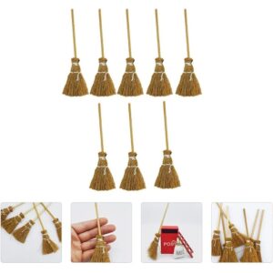 mini brooms Mini Faux Mini Brooms Straw Craft Decorations Halloween Party Witch Accessories 8 Pieces