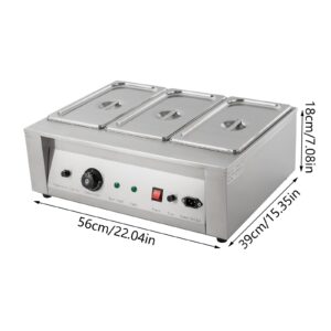 Chocolate Tempering Machine 32-176℉, 3-Pot Commercial Electric Melting, 300W Stainless Steel Food Warmer Professional Heated Chocolate Melter with Lid for Catering Restaurant Canteen Home Party