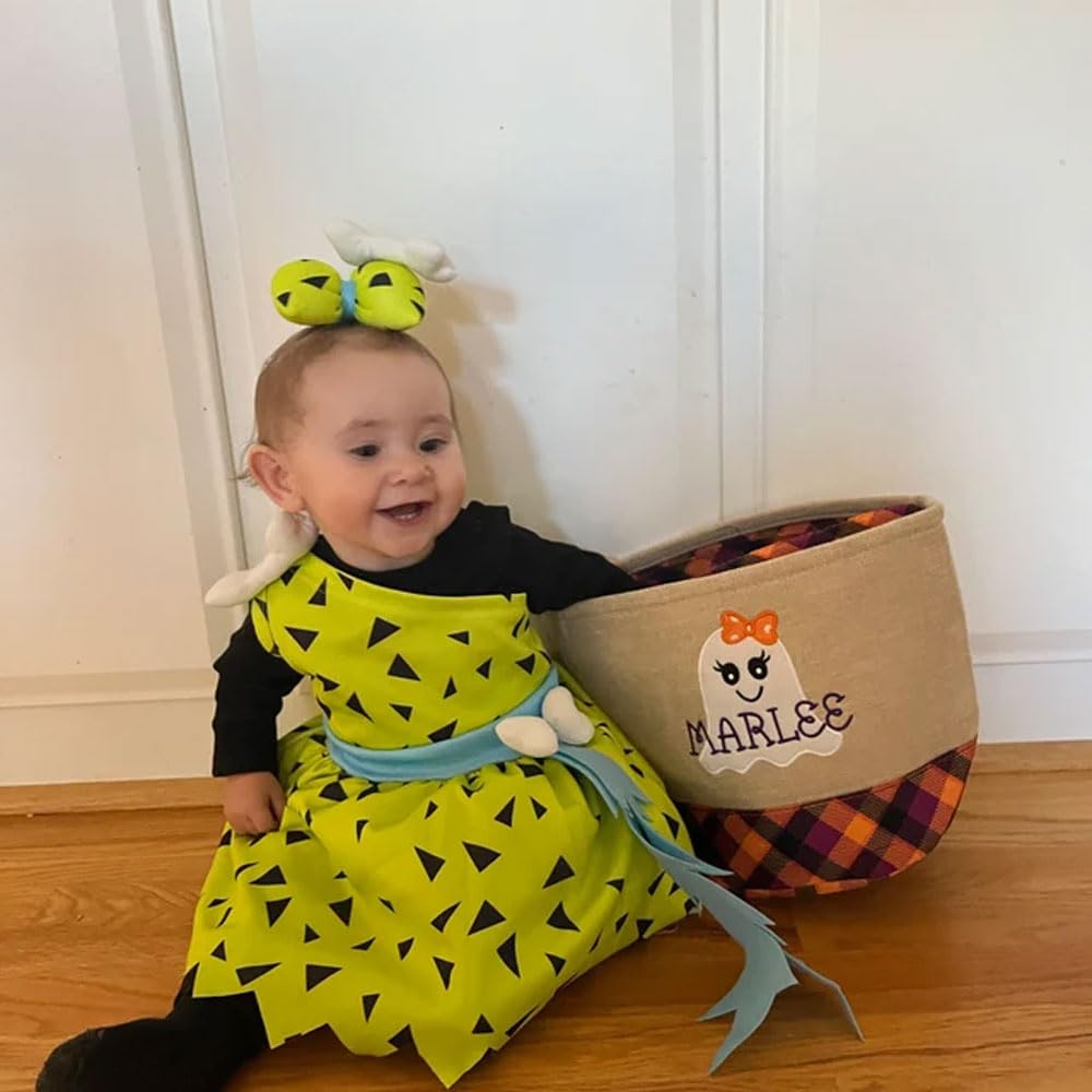 Kids Halloween Basket,Personalized Embroidered Halloween Bucket,Monogrammed Halloween,Halloween Candy Tote,Gingham Halloween Bucket