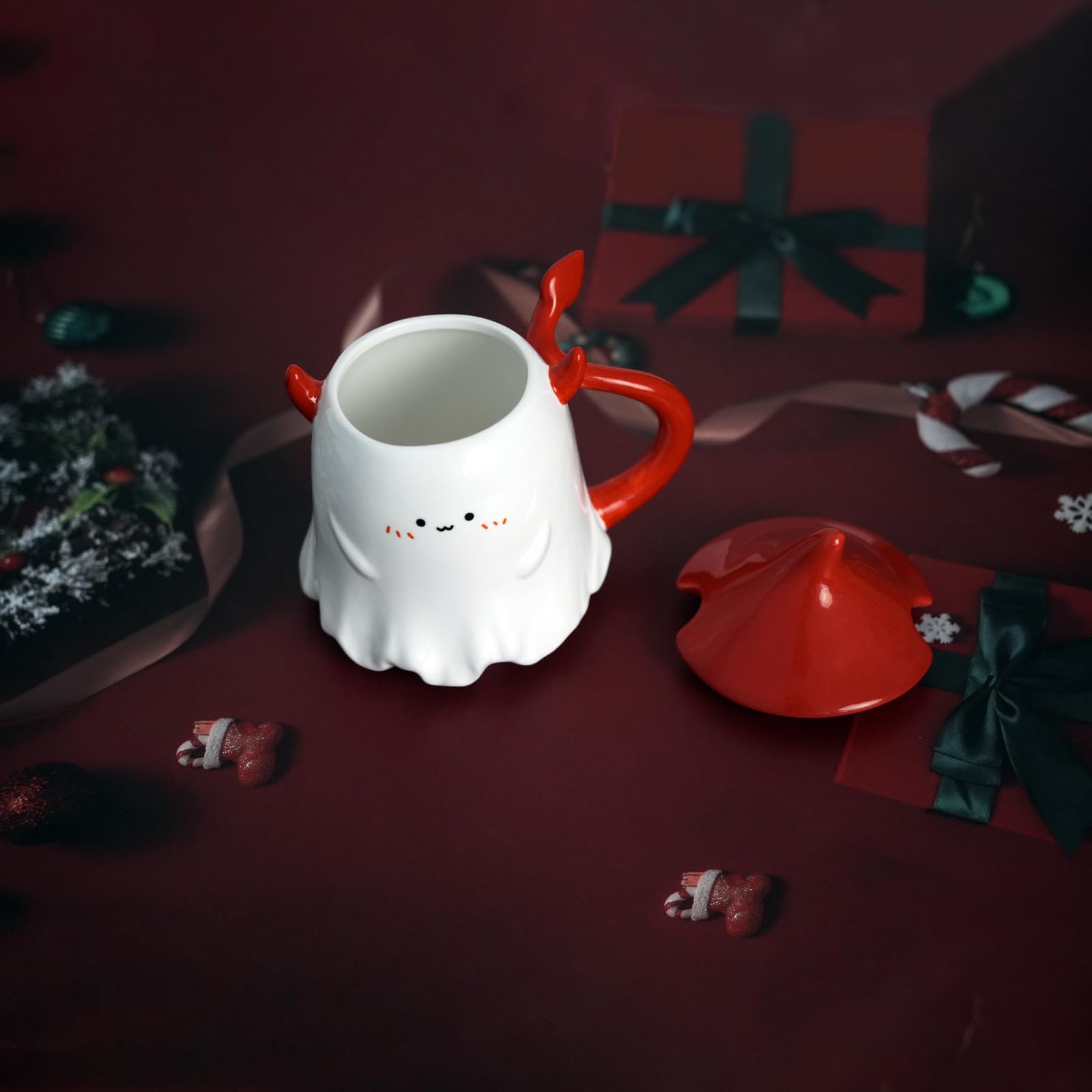 UKIFIRE Ghost Coffee Mug, Halloween mug,Fun Coffee Mug, Ceramic mug, Cute Gifts, Suitable for Parents and Couples, Kawaii Gifts For Various Holidays, Creative Ceramic Cup