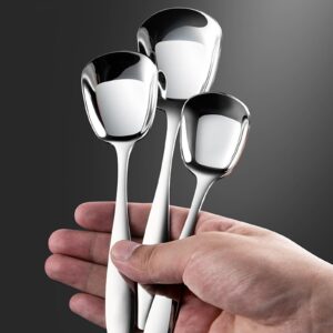 3PCS Square Head Spoons, Square Head Stainless Steel Spoons, Arithmeticn Square Head Stainless Steel Spoons, Korean Style Square Sugar Spoon, Thick Stainless Steel Square Spoon