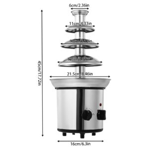 4 Tier Chocolate Fountain Machine, 170W Commercial Hot Chocolate Fondue Tower, Large Capacity Stainless Steel Chocolate Melting Heating Machine for Nacho Cheese Liqueurs Party Wedding